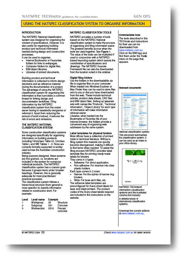 National Classification System